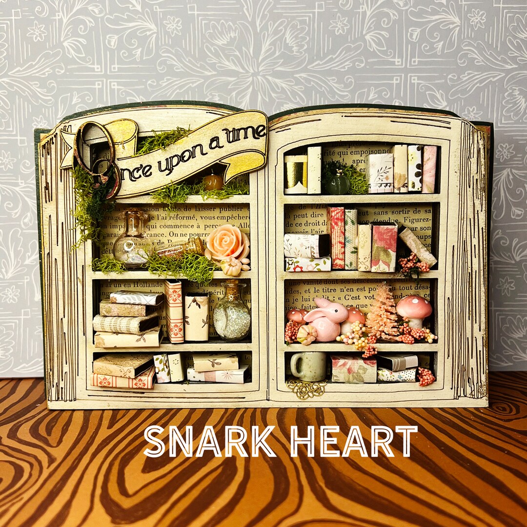 Open Book Miniature Bookshelf Svg File for Glowforge, Handmade Diy Gift ...