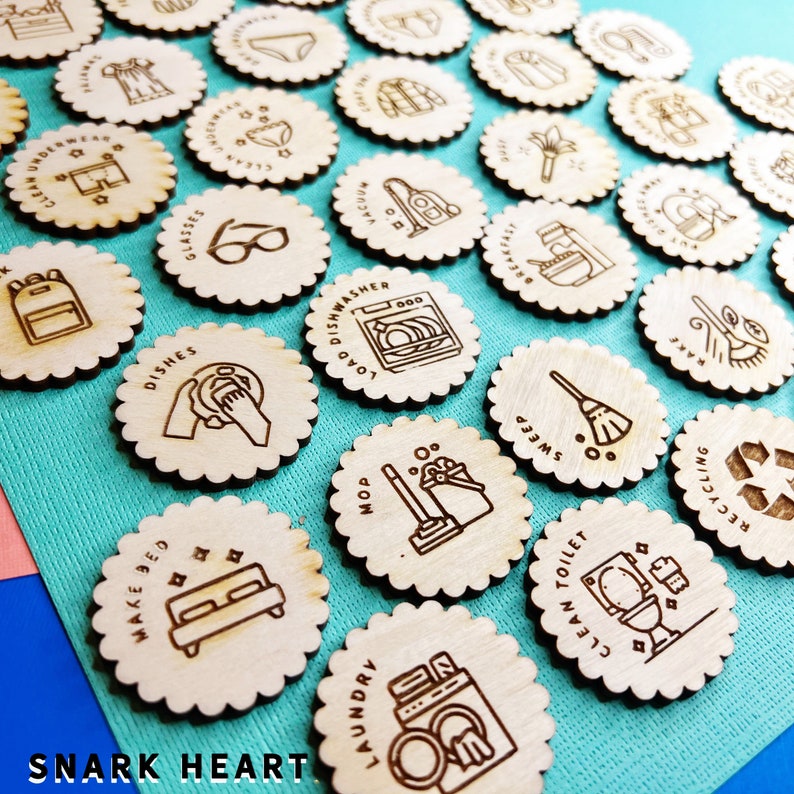Chore Chart Magnets Laser Cut Files for Wood Responsibility - Etsy