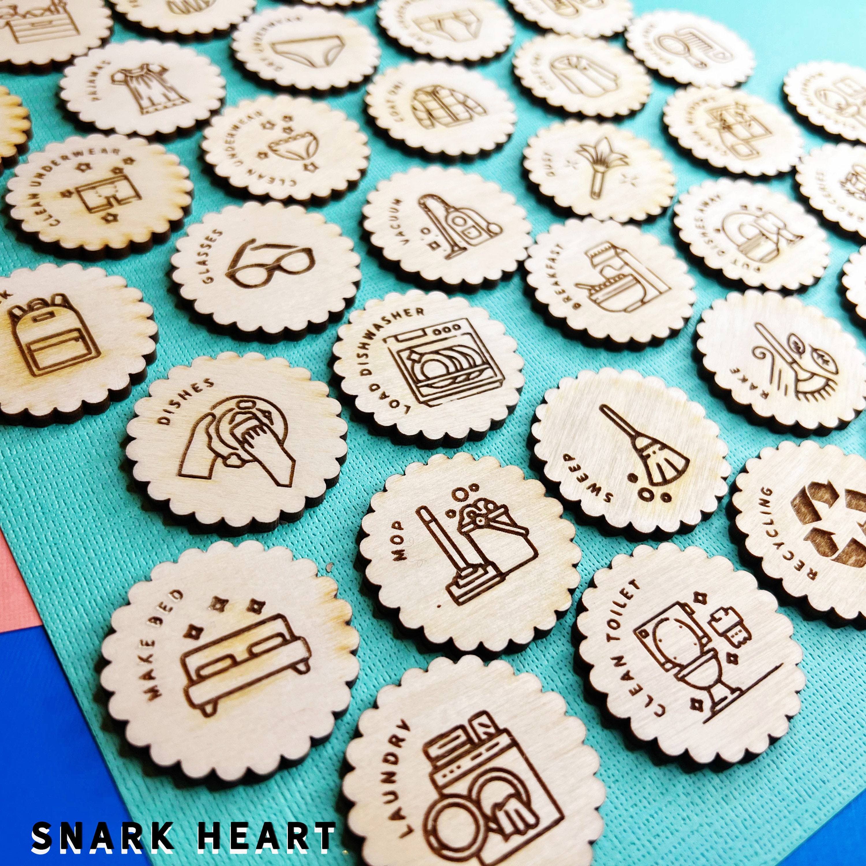 Chore Chart Magnets Laser Cut Files for Wood Responsibility - Etsy