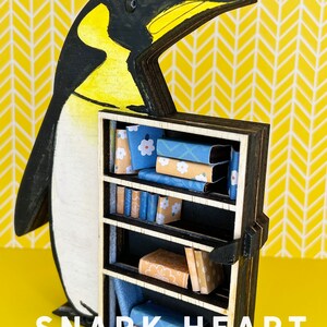 Penguin Bookshelf for Glowforge Laser, Easy Laser Files for DIY Gift ...