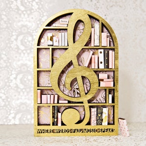Treble Clef Miniature Bookshelf File for Glowforge Laser, Music Lovers ...