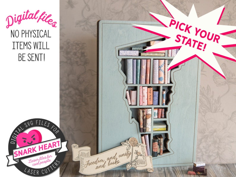 State Shaped Mini Bookshelf Svg Bookcase Svg Gift for Woman - Etsy