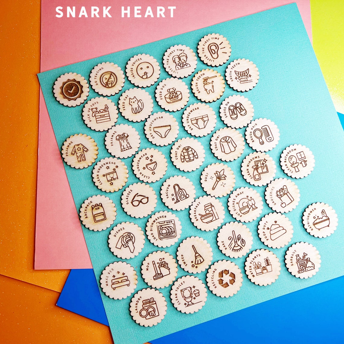 Chore Chart Magnets Laser Cut Files for Wood Responsibility - Etsy ...