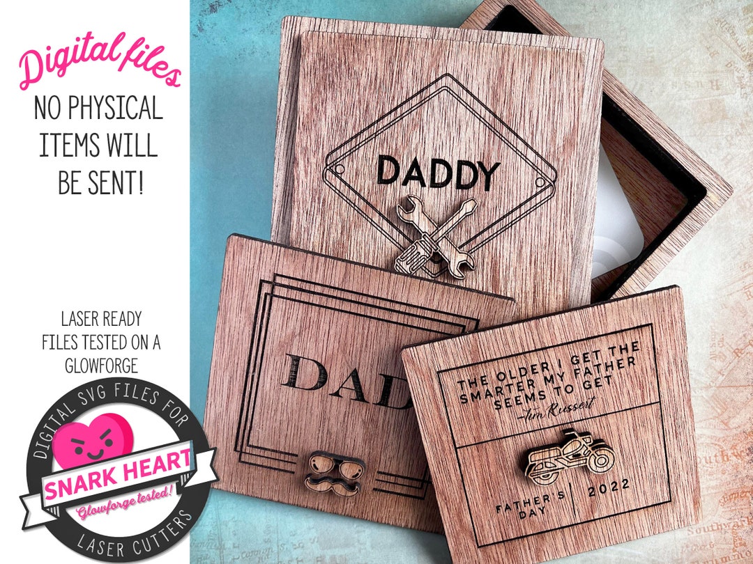 DIGITAL FILE, Gift Box Svg Files, Father's Day Trays Laser File, Gift ...