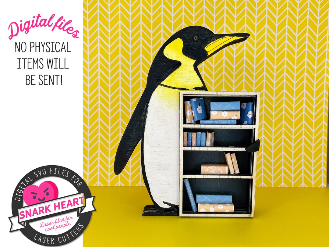 Penguin Bookshelf for Glowforge Laser, Easy Laser Files for DIY Gift ...