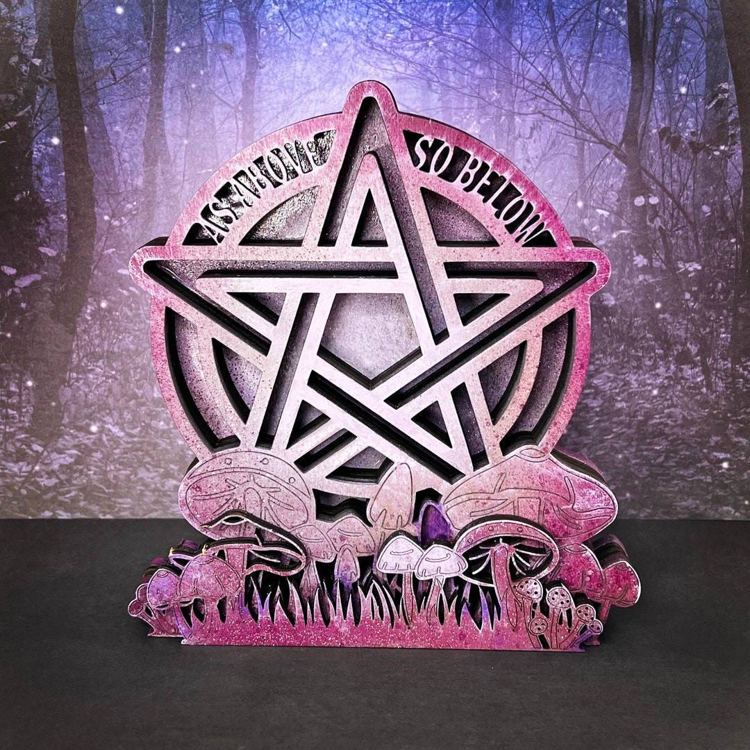 Pentagram With Mushrooms Miniature Bookshelf, 2 Styles- Snark Heart ...