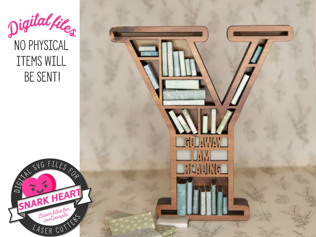 Initial Svg Bookshelf Ornament Laser Cut Files for Wood, Grannycore ...
