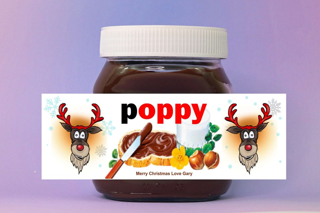 Personalised Spoof Nutella Label/sticker Santas Reindeer Christmas Gift ...