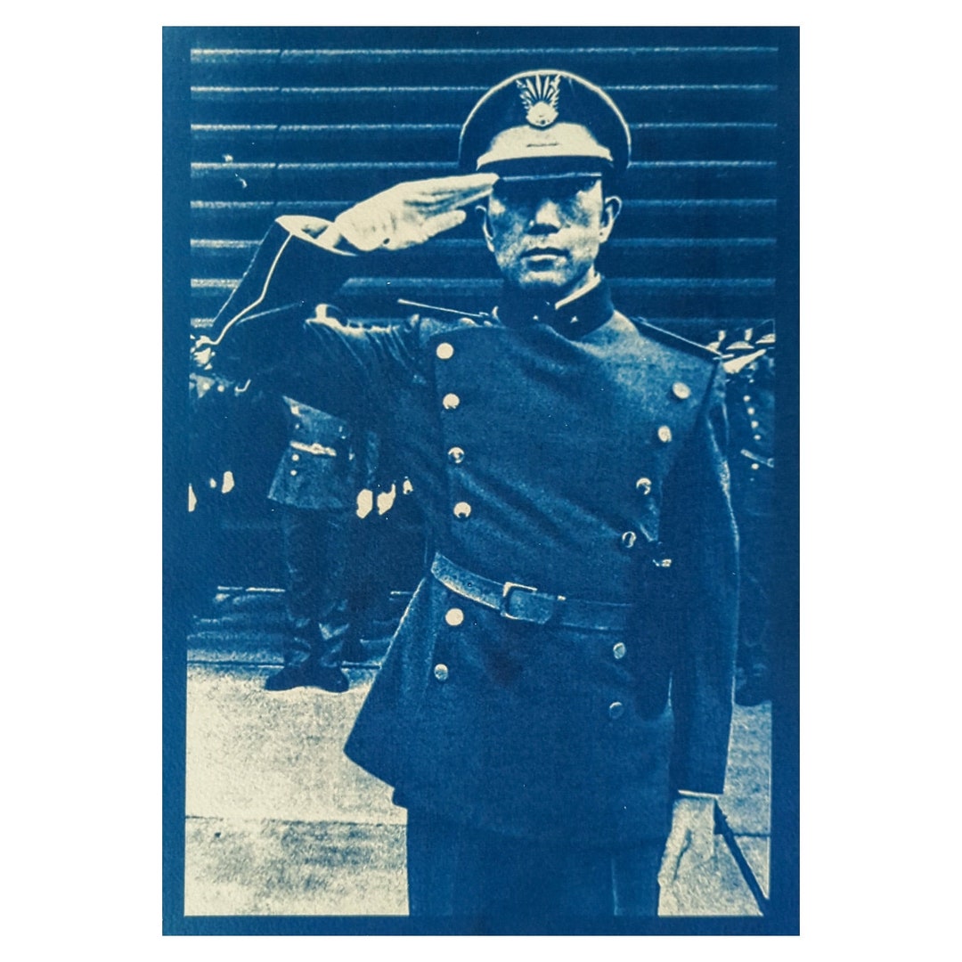 Mishima in Paramilitary Uniform - Tatenokai - Blue Print - Fine Art Paper - Japan - Deco - Gay ...