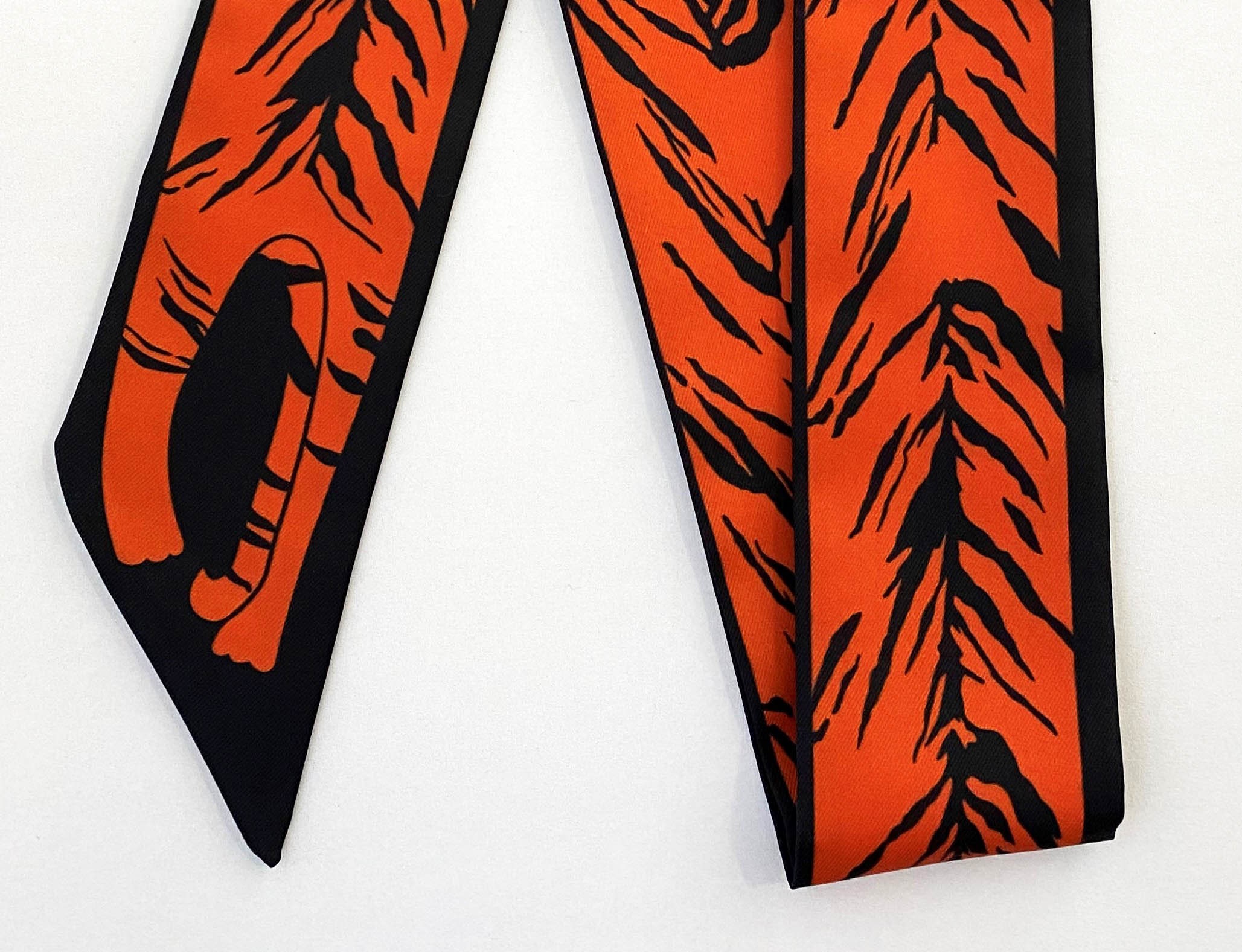 Satin Tiger Skinny Scarf / Neck Tie / Neckerchief / Bandeau. | Etsy
