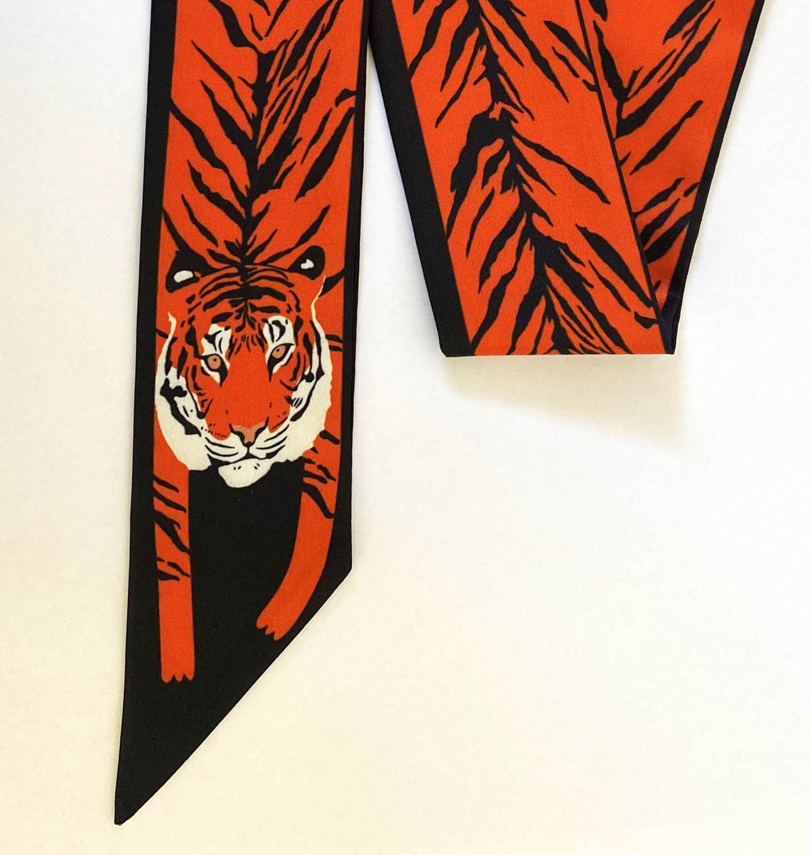 Satin Tiger Skinny Scarf / Neck Tie / Neckerchief / Bandeau. | Etsy UK