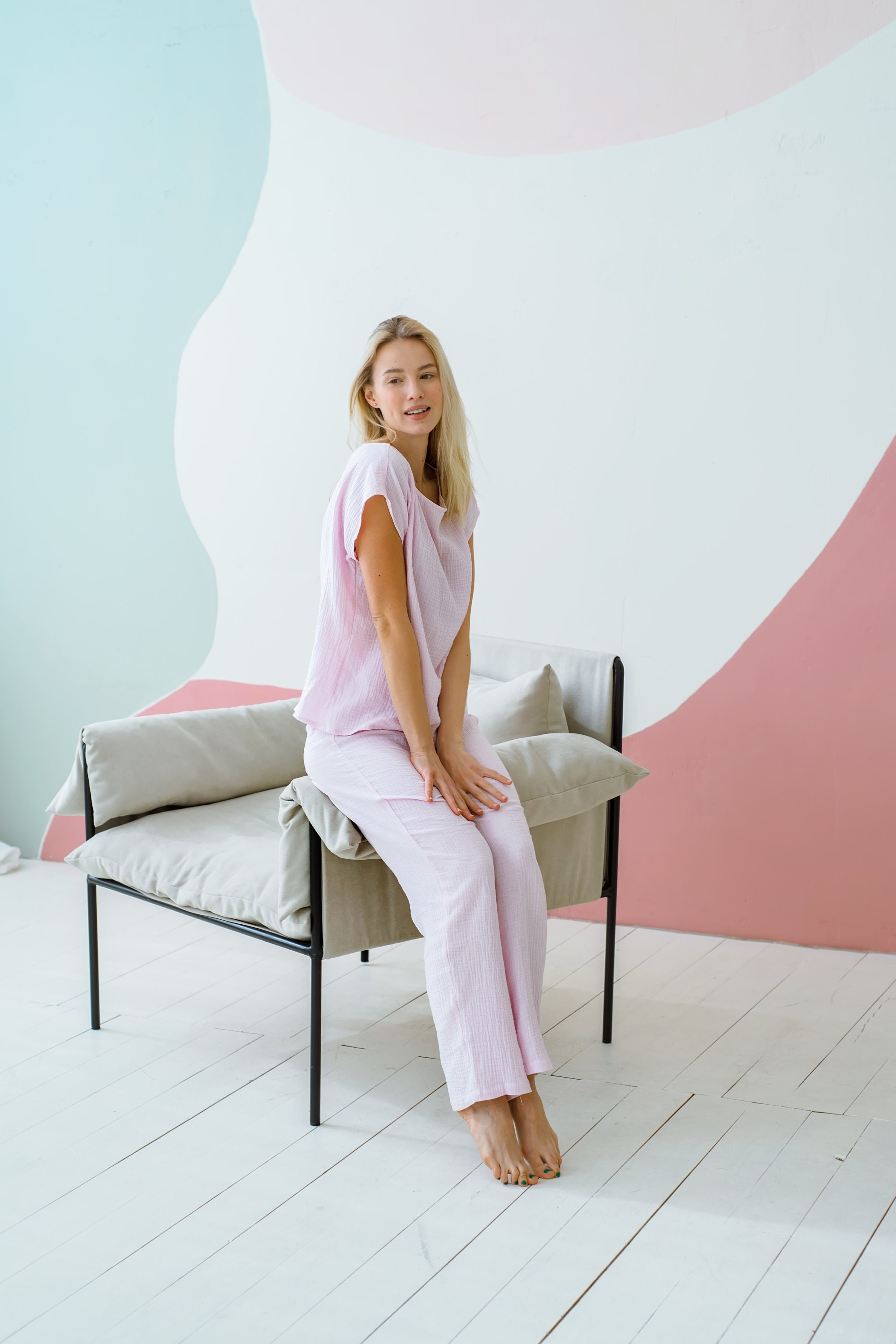 Natürliche Musselin Leinen Schlafkleidung Pyjama Hose und - Etsy.de