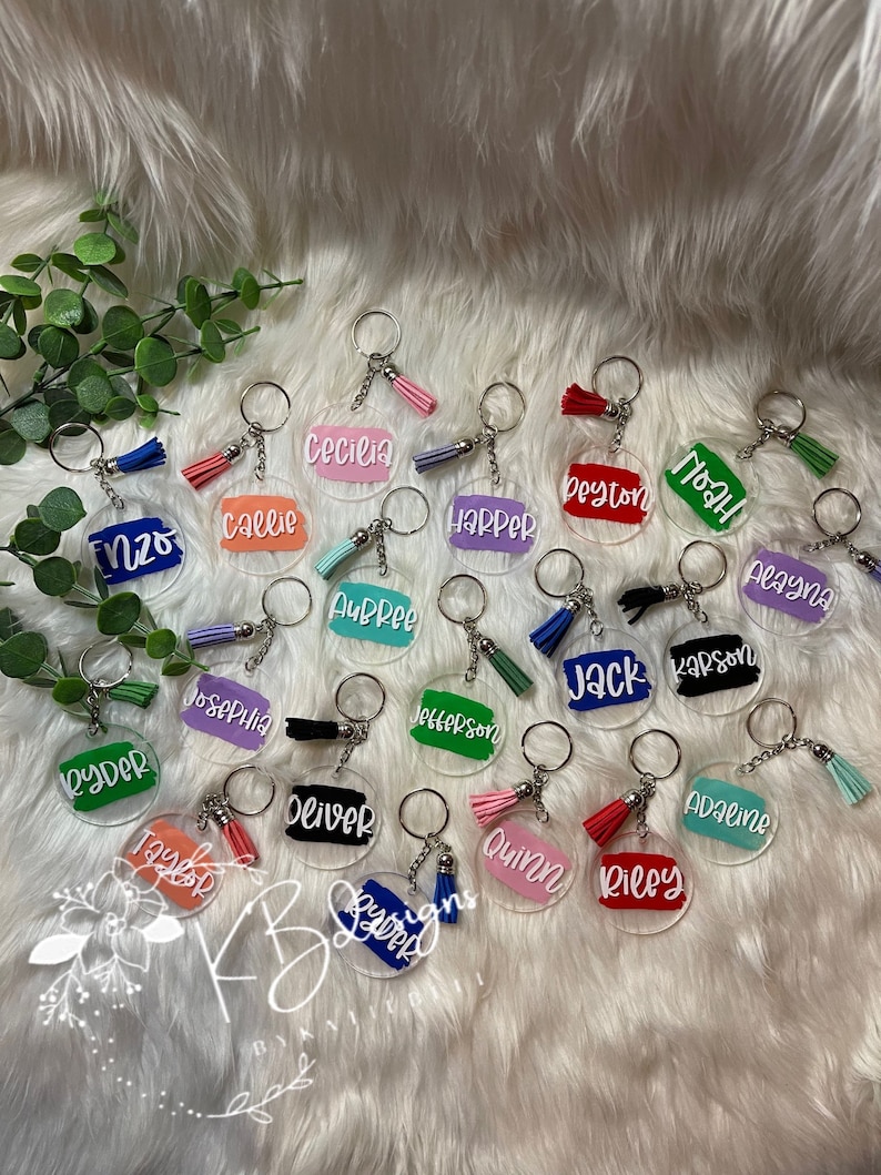 Personalized Keychain, Acrylic Round Keychain, Cute Keychain With Name ...