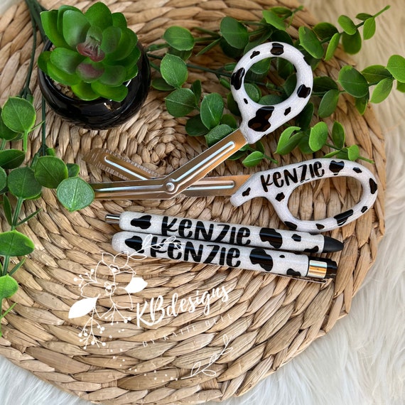 Cow Print Medical Set Personalized Shears Personalized - Etsy
