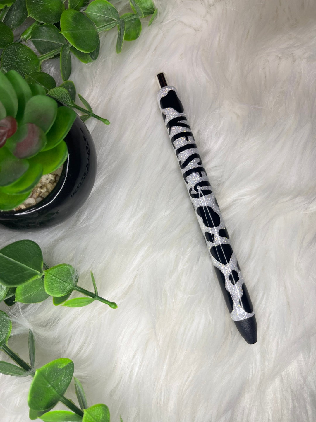 Cow Print Personalized Pen, Glitter Pen, Refillable Pen, Cow Print ...
