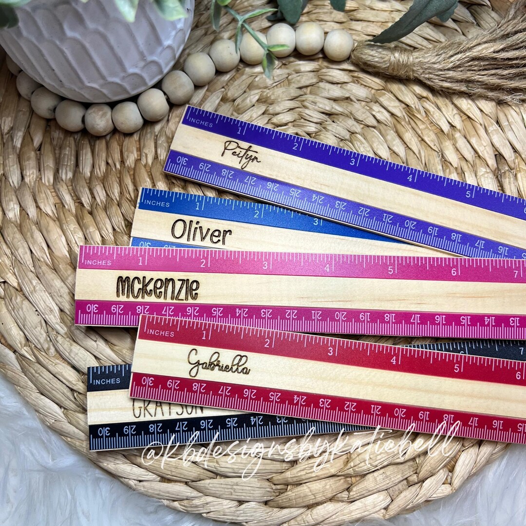 Custom Engraved Wooden Ruler, Back to School Supplies, 12” Ruler ...