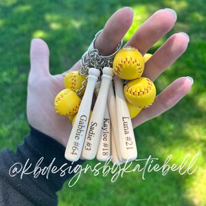 Personalized Baseball Keychain, Engraved Wooden Bat, Softball Keychain ...
