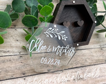 Wedding Ring Box Personalized Names Wooden Box for Wedding Gift Name ...