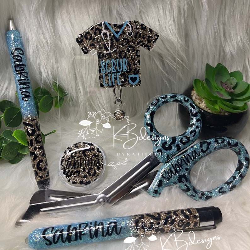 Personalized Leopard Print Medical Set Nurse Set Glitter - Etsy