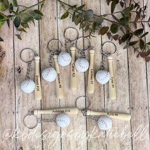 Personalized Baseball Keychain, Engraved Wooden Bat, Softball Keychain ...