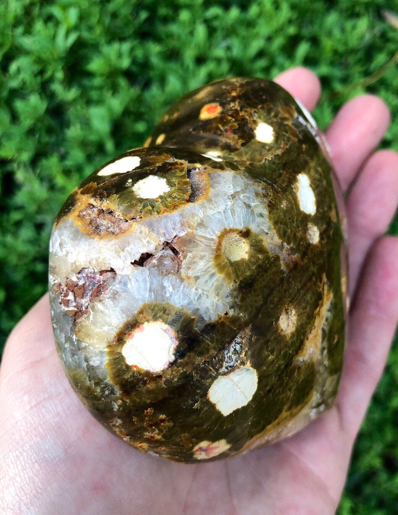 Incredible 4 long 1.1 lb ocean jasper geode heart with | Etsy