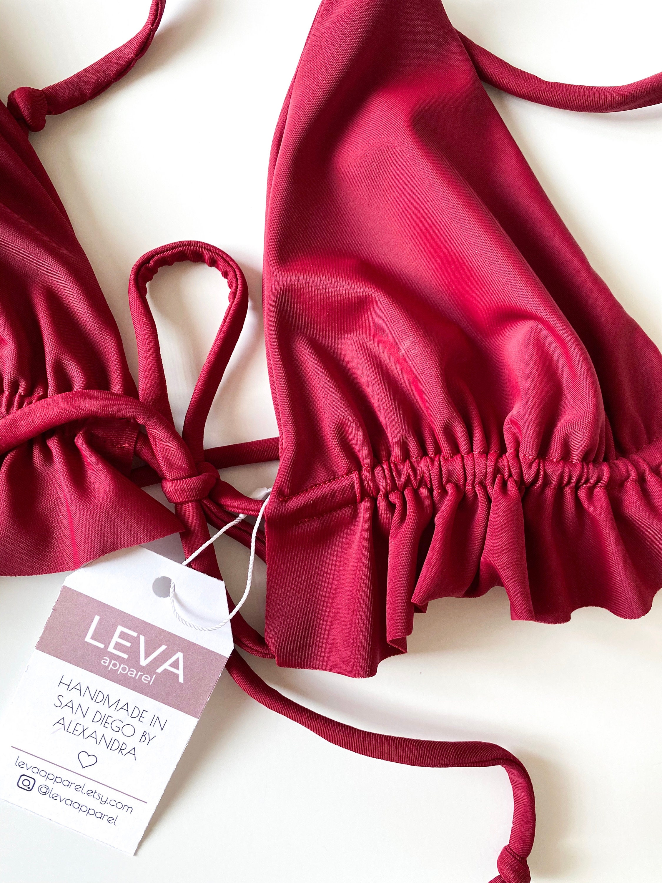 Red Ruffle Bikini Top - Etsy