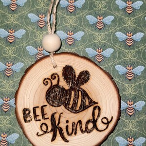 Bee Kind Rustic Wood-burned Ornament - Etsy