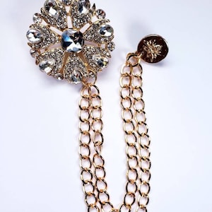 Elegant Crystal Lapel Pin Badge With Gold Chains Brooch Pin - Etsy