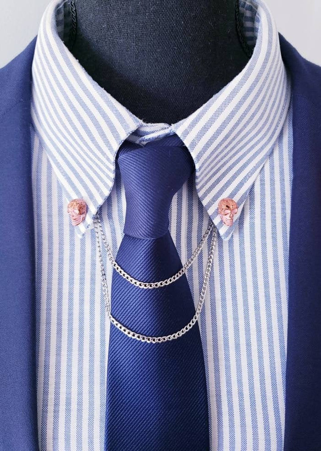Double Collar Pins Chain Lapel Pin Skull accessories - Etsy