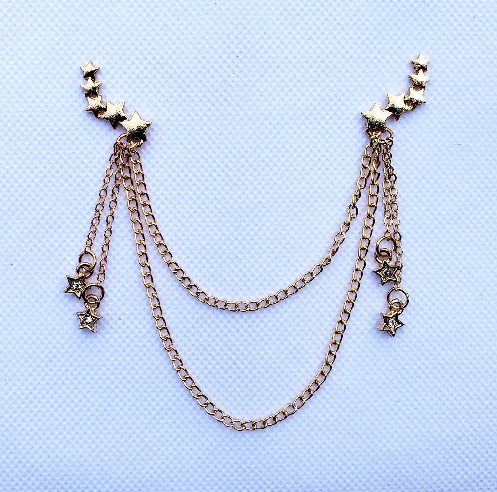Double Collar Chain Shirt Clip Lapel Pin Accessories - Etsy