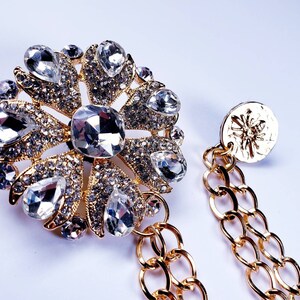 Elegant Crystal Lapel Pin Badge With Gold Chains Brooch Pin - Etsy