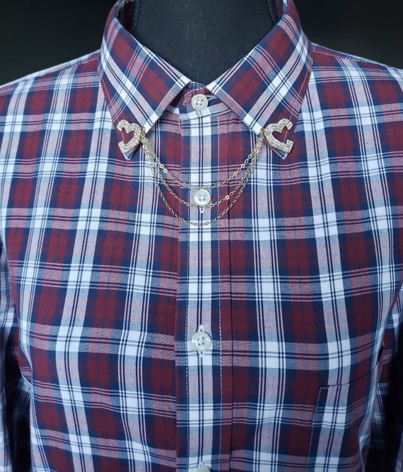 Double Collar Pins Crystal Shirt Pin collar Chain Lapel | Etsy