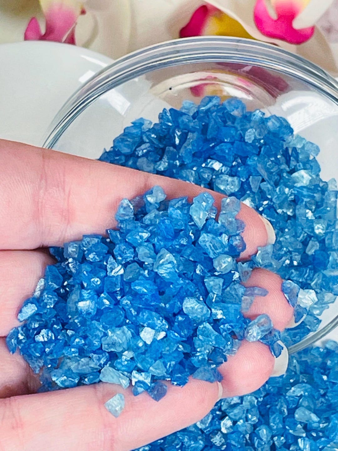 Cotton Candy Sky Blue Crushed Glass - Crystal Chips - Glitter Ice ...