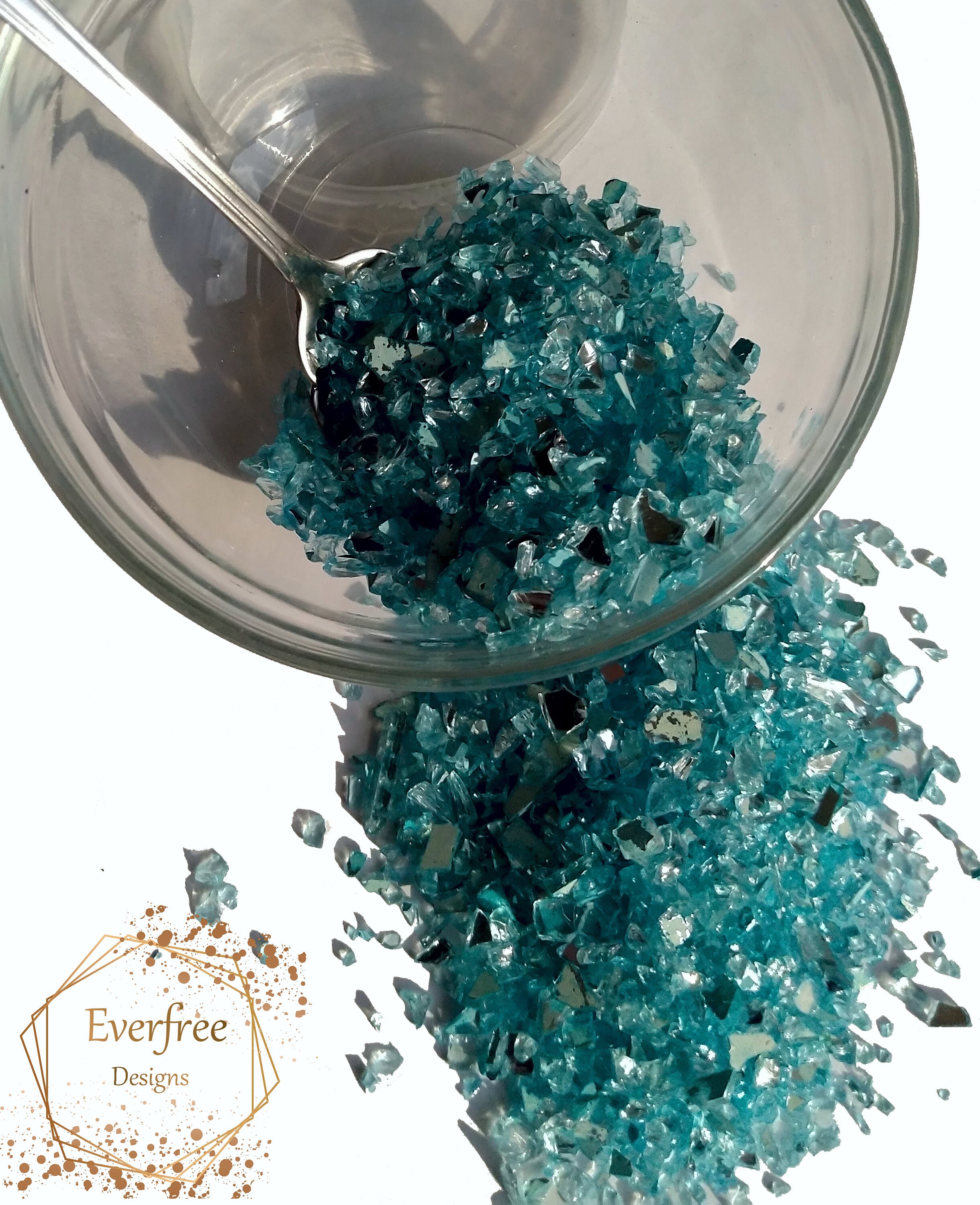 Crushed glass caribbean blue glass chips mirror glitter | Etsy