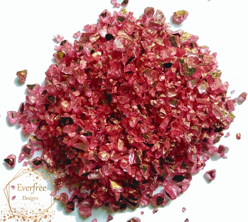Crushed Glass Ruby Red Gold Glass Chips Mirror Glitter - Etsy