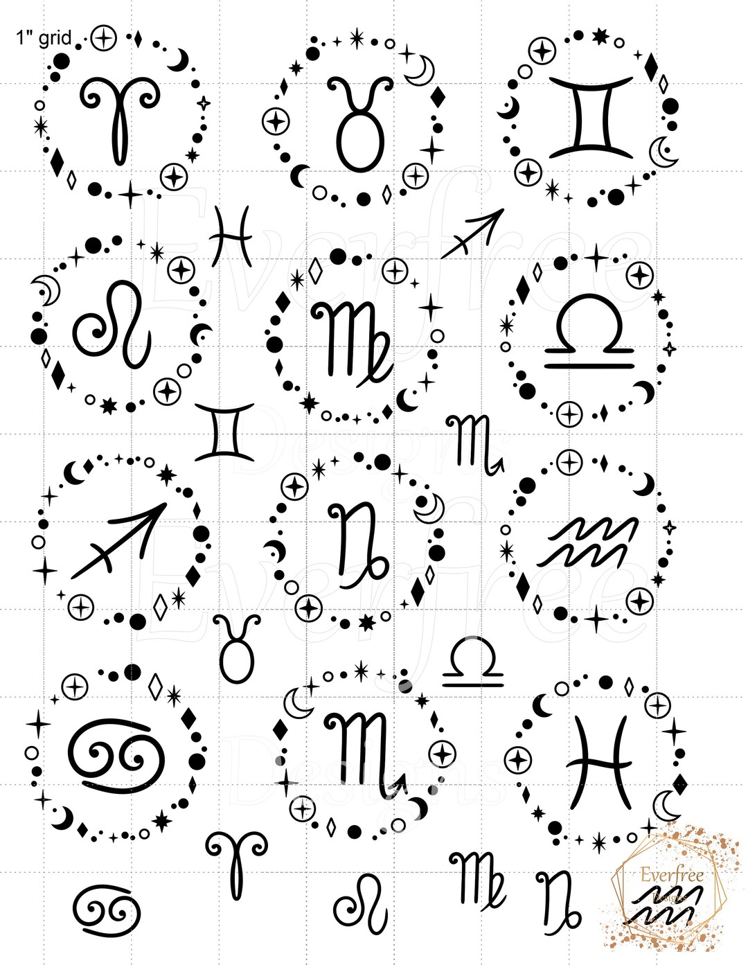 Zodiac Constellations Magical Stars Star Signs Resin Foil - Etsy