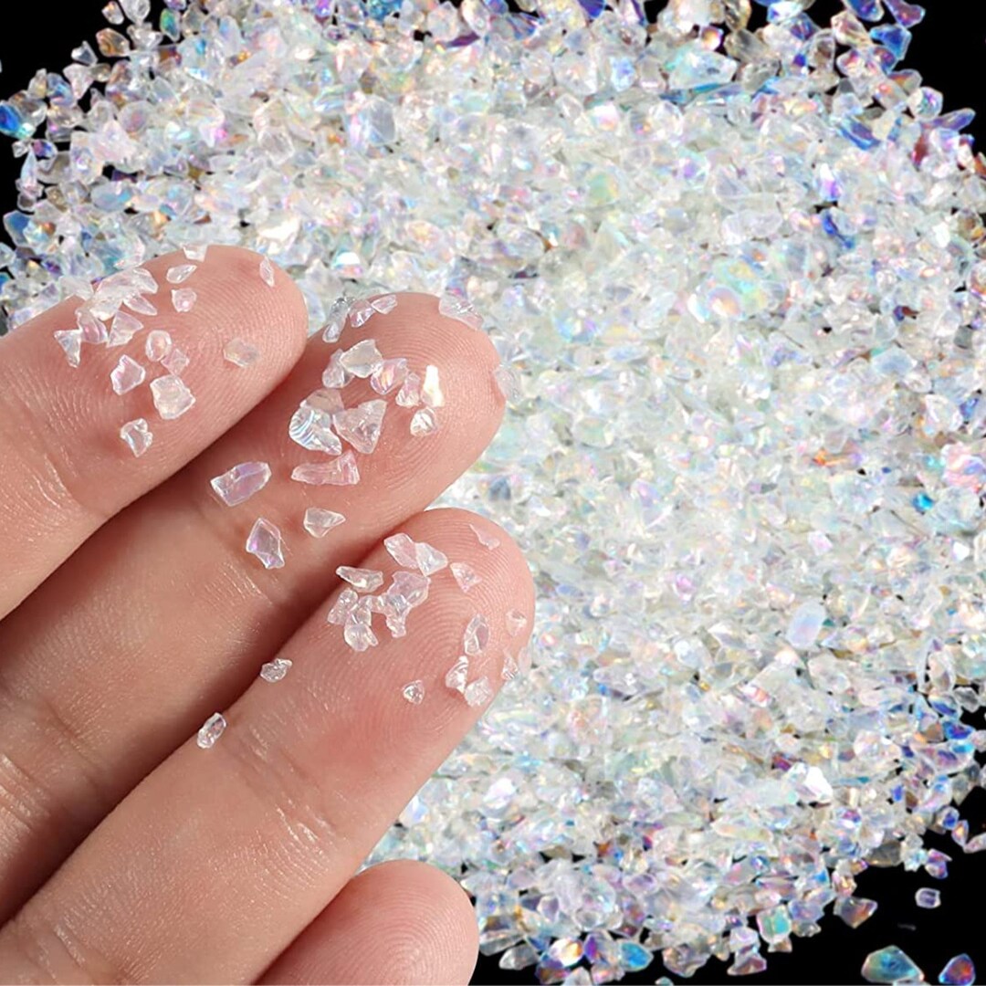 Iridescent Clear/ White Crushed Glass Crystal Chips - Etsy