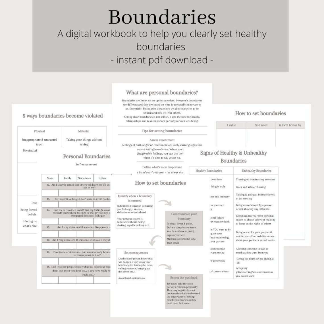 Boundaries Workbook Printable - Establishing Healthy Boundaries With ...