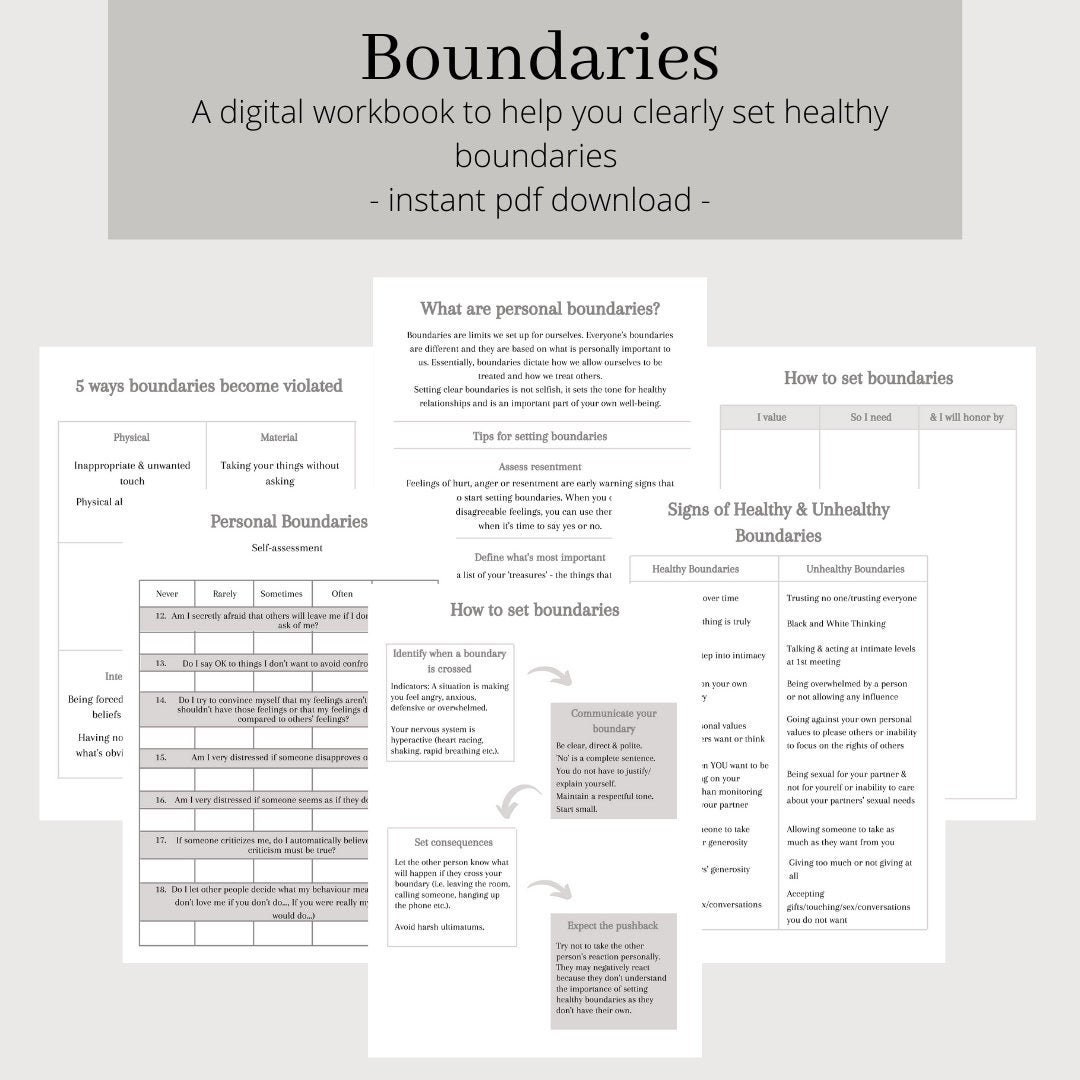 Boundaries Workbook Printable - Establishing Healthy Boundaries With ...