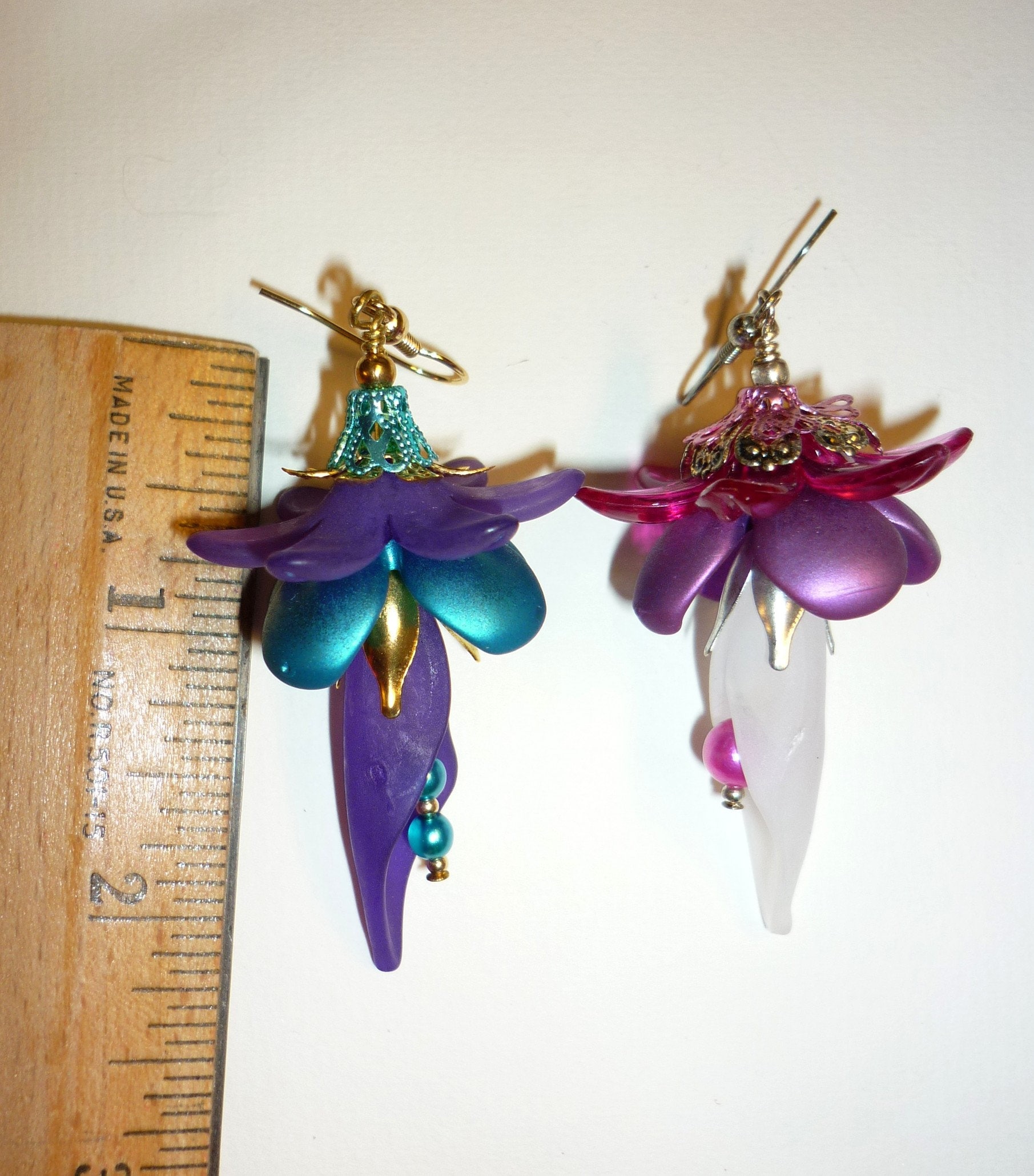 Fuchsia Flower Drop Earrings - Etsy UK