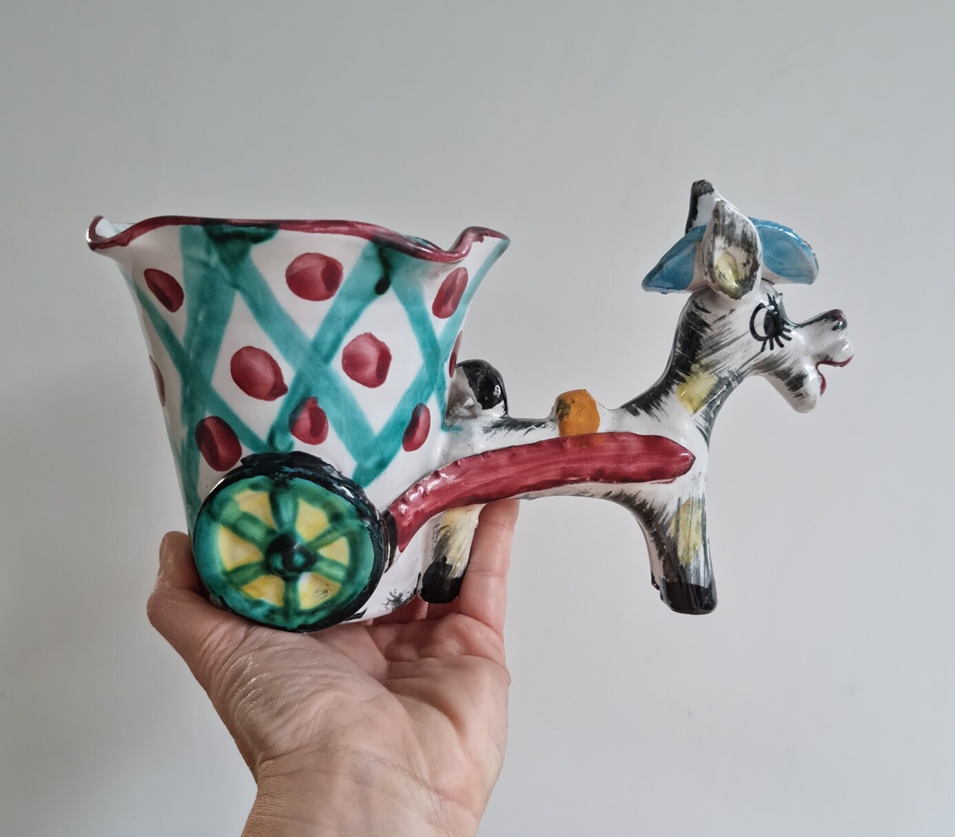 Vintage Italian Majolica Donkey & Cart Ceramic Planter - Etsy