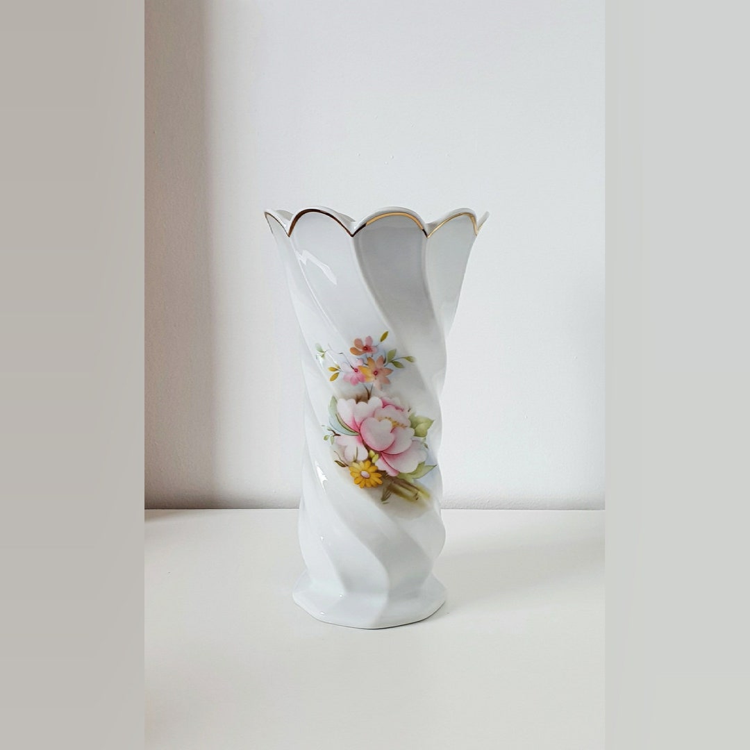 Alba Julia Grand vase floral torsadé en porcelaine - Etsy France