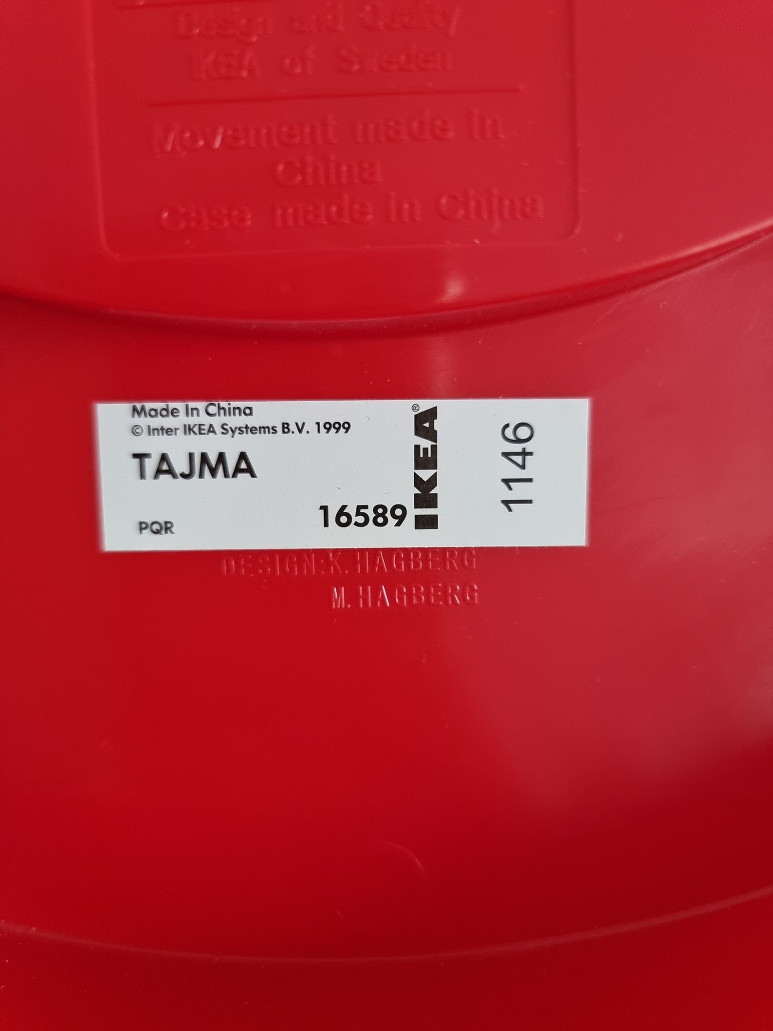 Retro 90s Ikea Tajma Red Wall Clock Designed by K. Hagberg & - Etsy UK