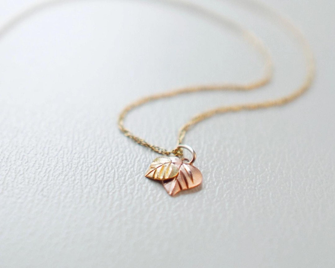 10K Black Hills Gold Leaf Necklace 14K Gold Filled Chain Hallmark CCO ...