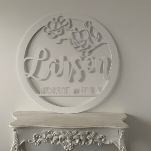 Circle Wedding Name Sign Round, Floral Name Sign for Wedding With Date ...