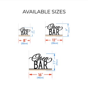 Open Bar Sign for Wedding or Other Party Bar, Freestanding Table Decor ...