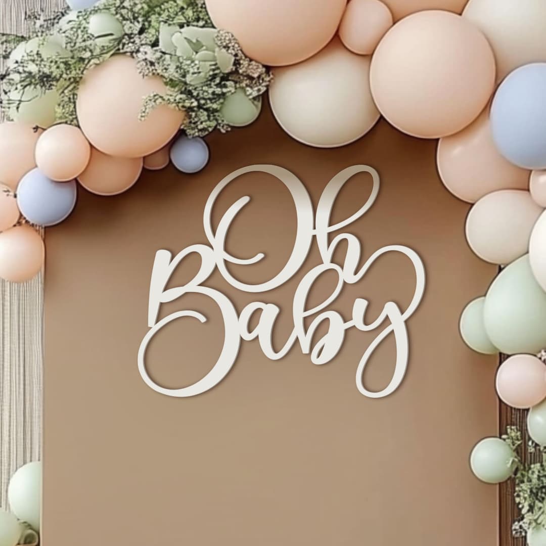 Oh Baby Sign for Baby Shower Backdrop Wall Decoration, Large Wooden ...
