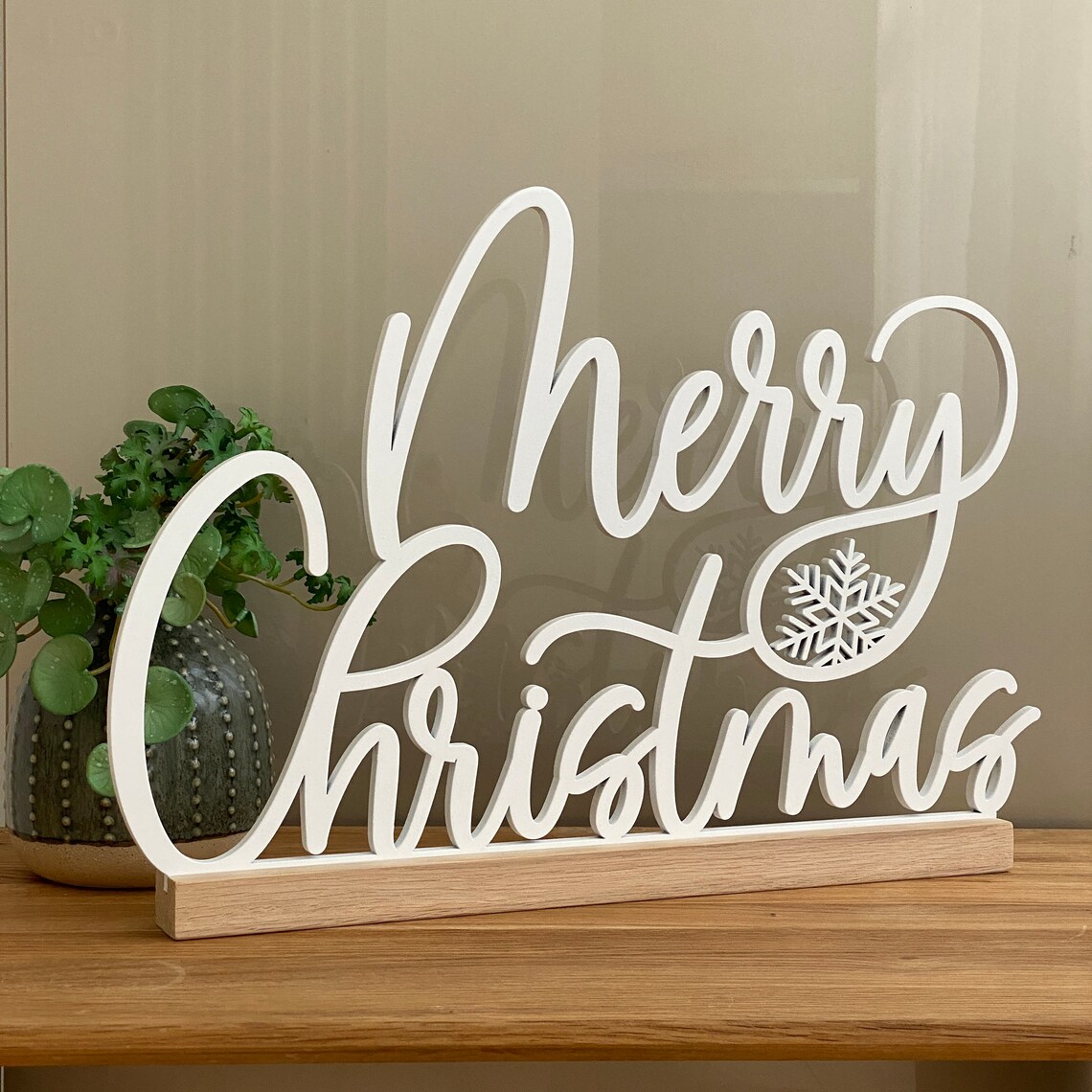 Freestanding Merry Christmas Sign, Christmas Centerpiece, Christmas ...