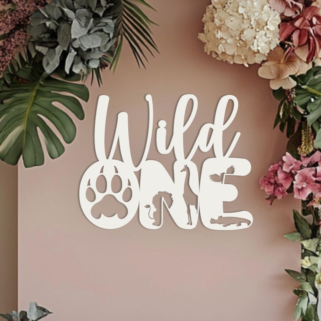 Wild One Birthday Sign for Safari and Jungle 1st Birthday Backdrop Wall ...