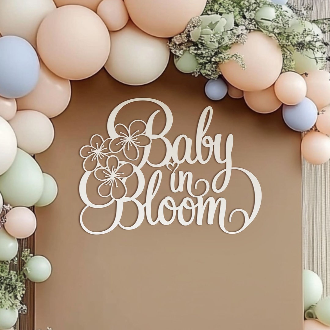 Baby in Bloom Sign for Baby Shower Backdrop Decoration, Large Cutout ...